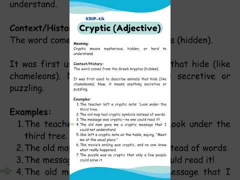 Cryptic 🥷️ Word of the Day #shorts #learnenglish