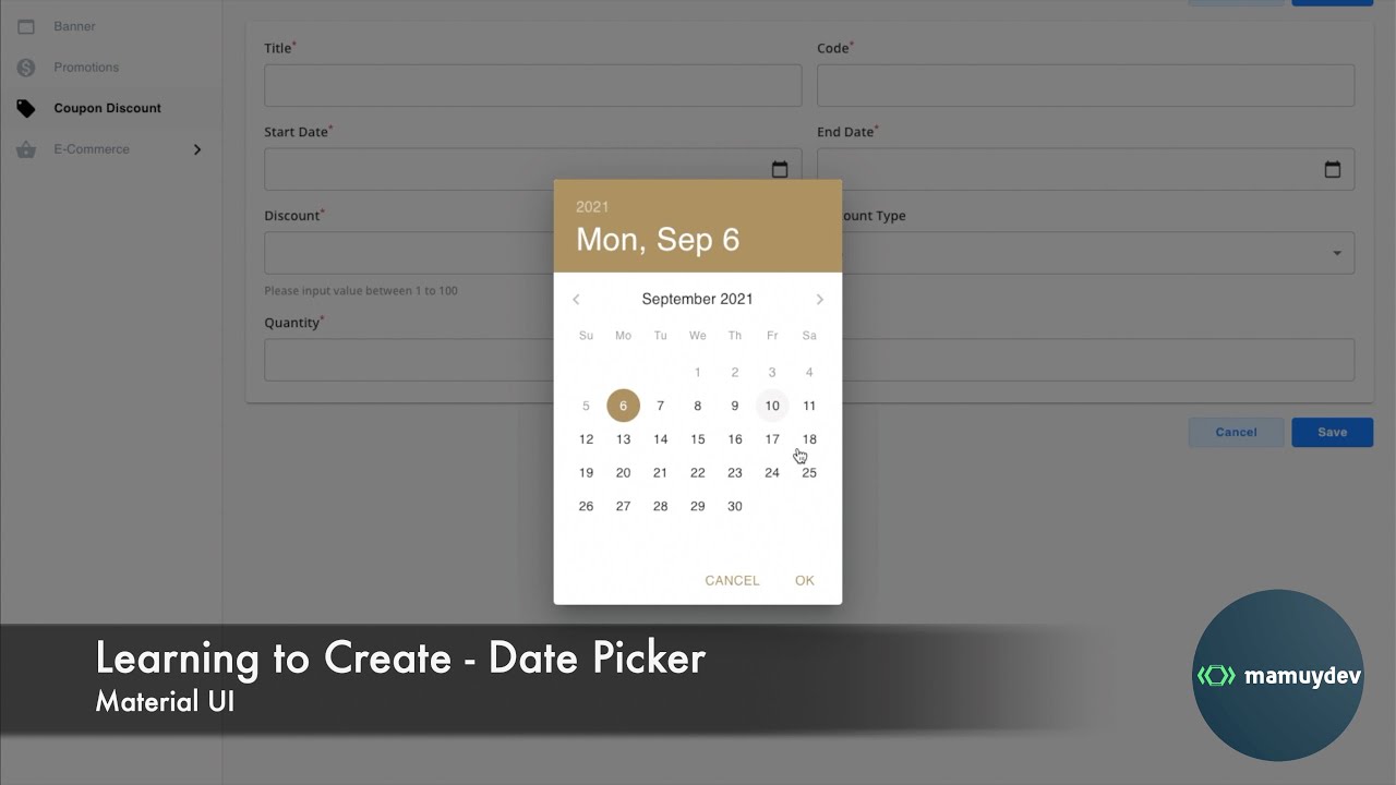Code with me implement Date Picker (React Material UI) | Music Background | Dev with me #EP1