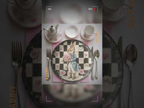 Checkered Rabbit Dinner Plates, Whimsical Tableware for Easter & Everyday Dining