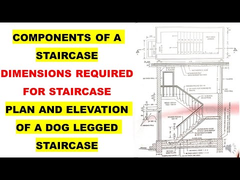 PLAN AND ELEVATION OF DOG LEGGED STAIRCASE COMPONENTS OF STAIRCASE DIMENSIONS OF STAIRCASE EXPERIM 4