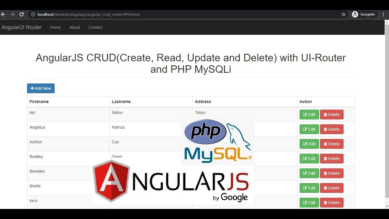 AngularJS CRUD(Create, Read, Update and Delete) with UI-Router and PHP MySQLi