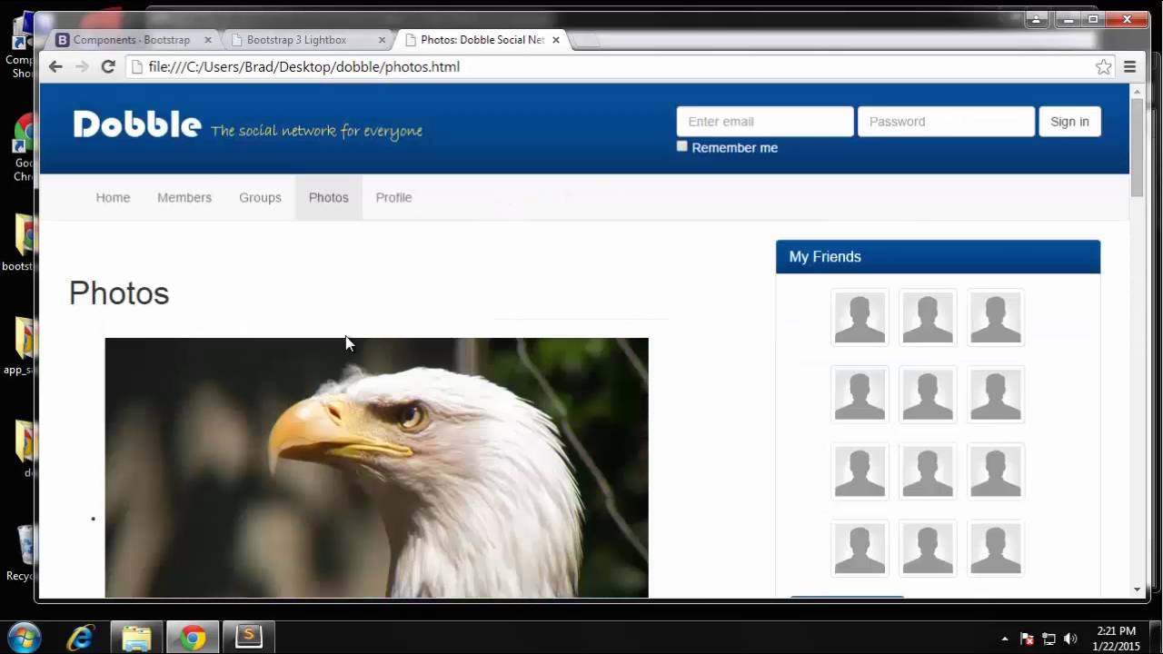 Build a multi-page Social Network Template using Bootstrap - Part 8