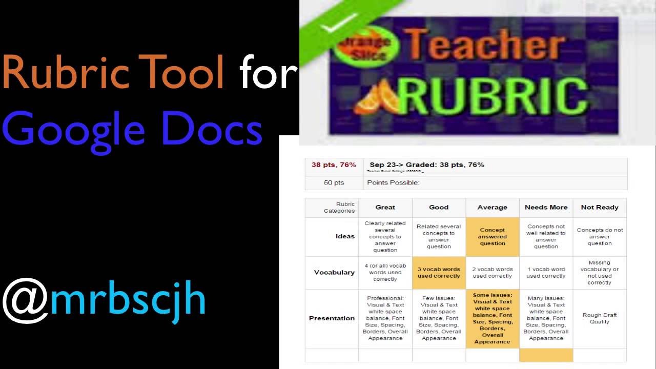 Rubric tool for Google Docs