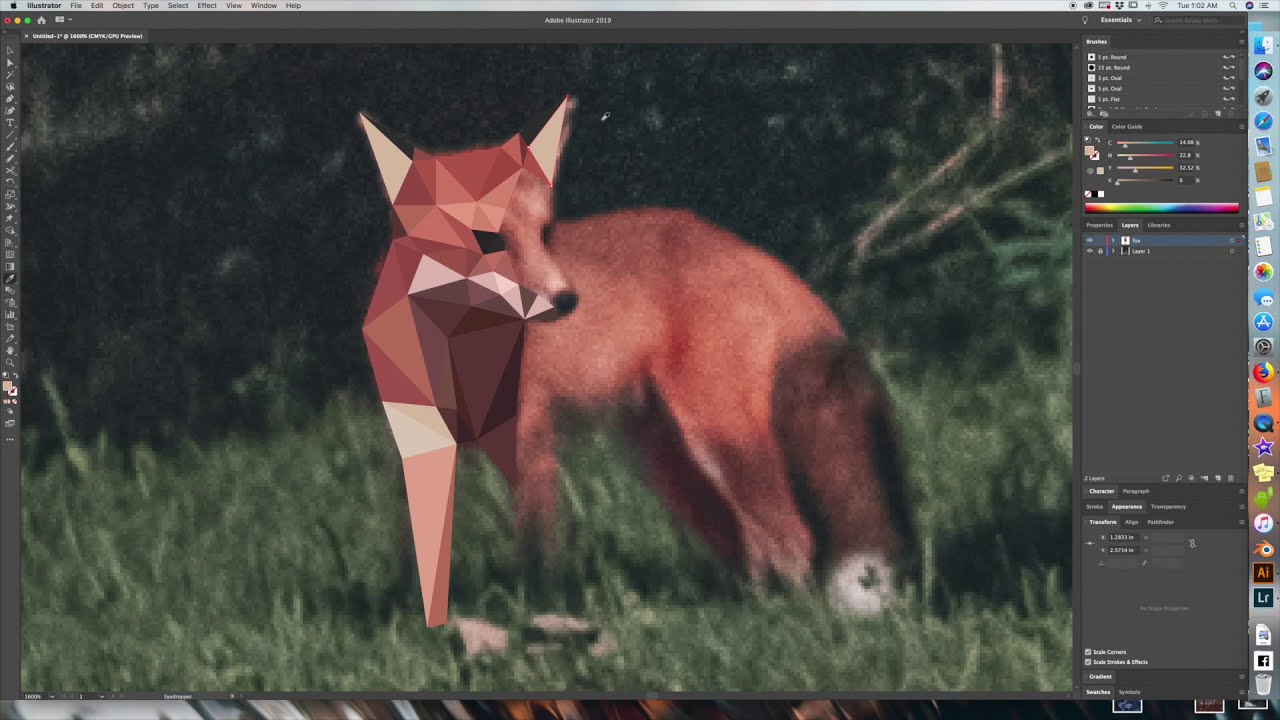 Low Poly Fox Timelapse - Illustrator