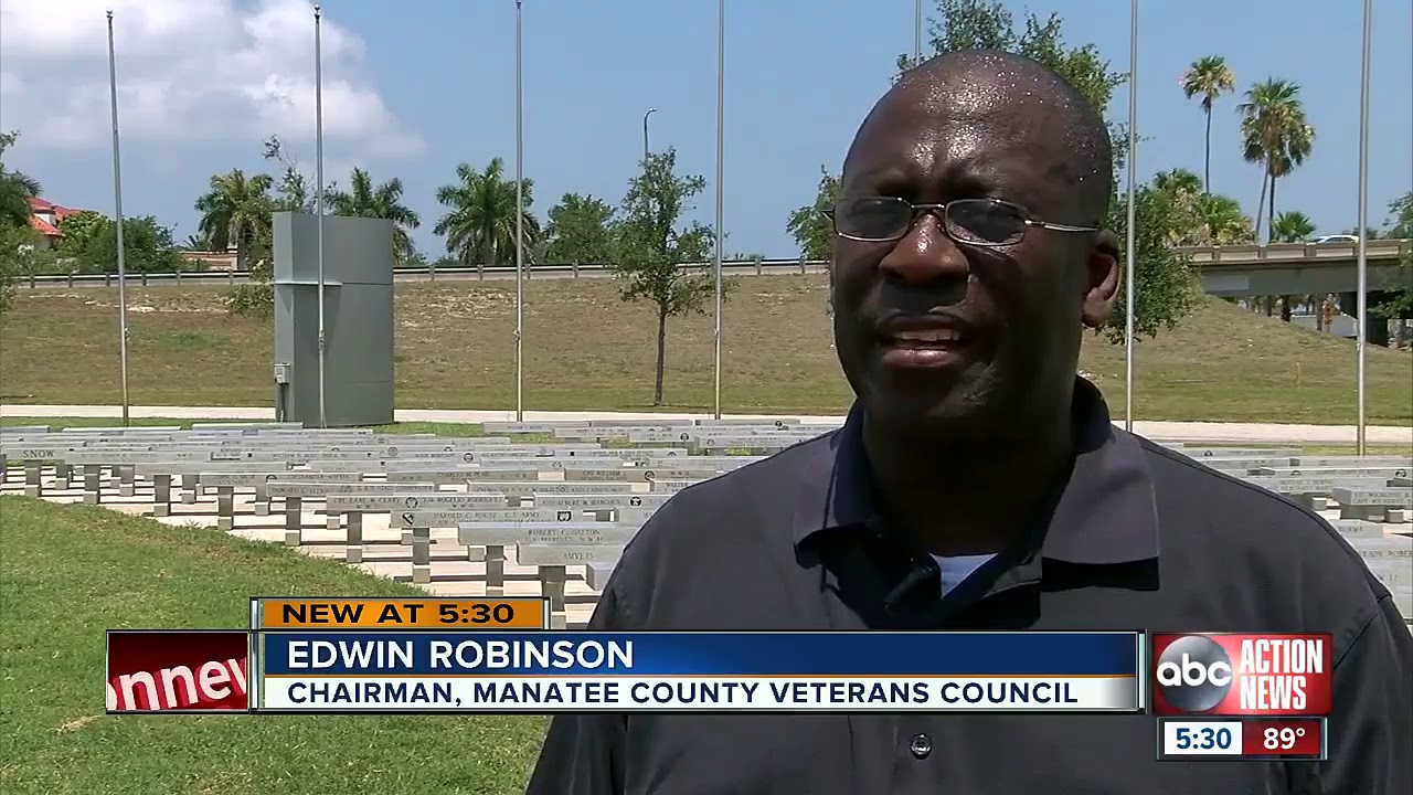 Veterans group reporting vandalism to flags at a memorial site in Bradenton