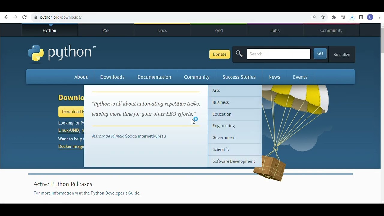 Getting started with Python: Download Python from python.org and confirm path setup
