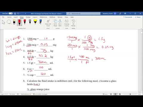 Dosage Calculation Review Full 25 Question Test Walk Through BO