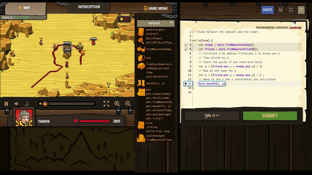 CodeCombat - Interception - JavaScript