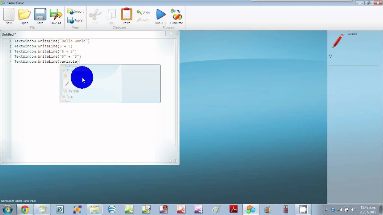 Small Basic Tutorial 9 - Beginner Level - Quotations and Variables