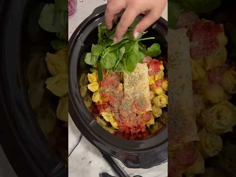Quick Tortellini Pasta Crockpot Recipe! #easyrecipe #cooking #recipe #easymeals