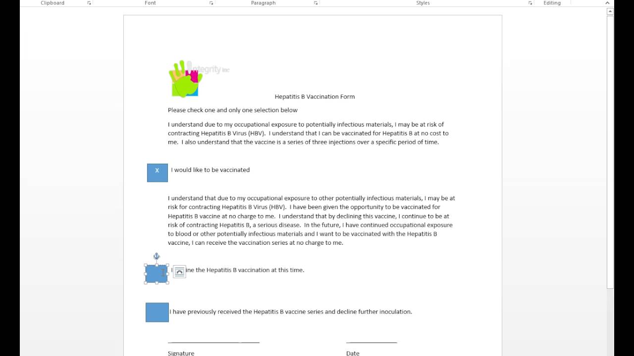 Hepatitis B Vaccination Form