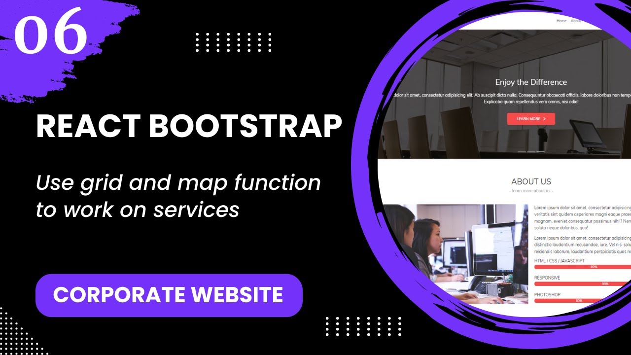 React Bootstrap #6 - Use grid and map function to work on services