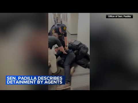 Sen. Alex Padilla describes detainment by agents at Noem's press conference