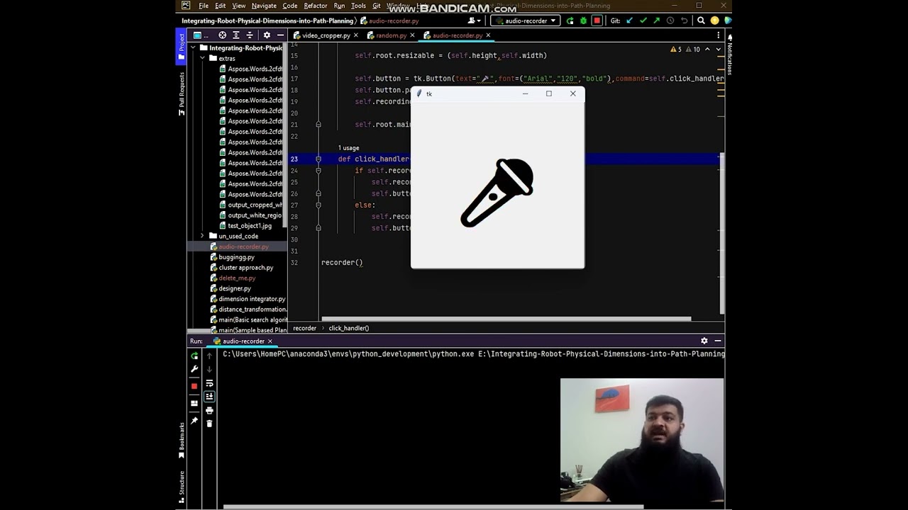 Create a audio recorder application in python from scratch