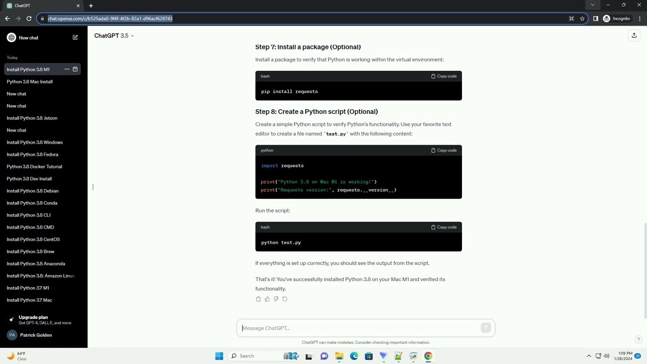 install python 3 8 mac m1