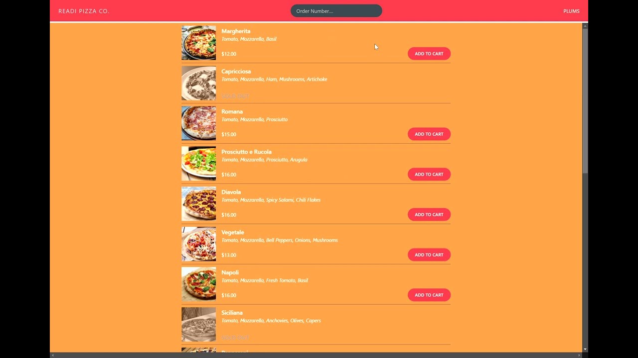 Readi Pizza using React.js