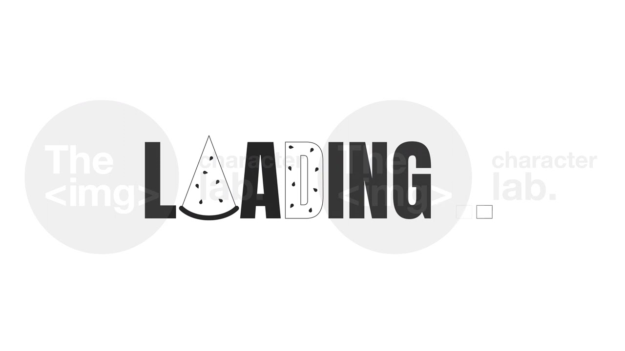 Watermelon slice bw loading text animation