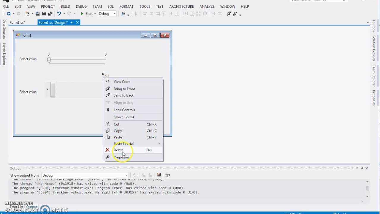 How to use Trackbar and Scroll bar in C# Net