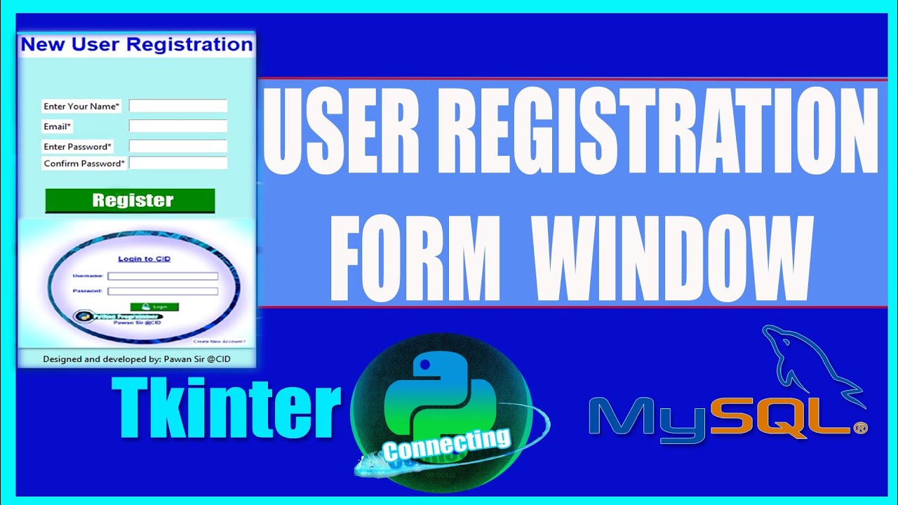 User Registration Form Window Design in Python || using MySQL, pymysql and tkinter