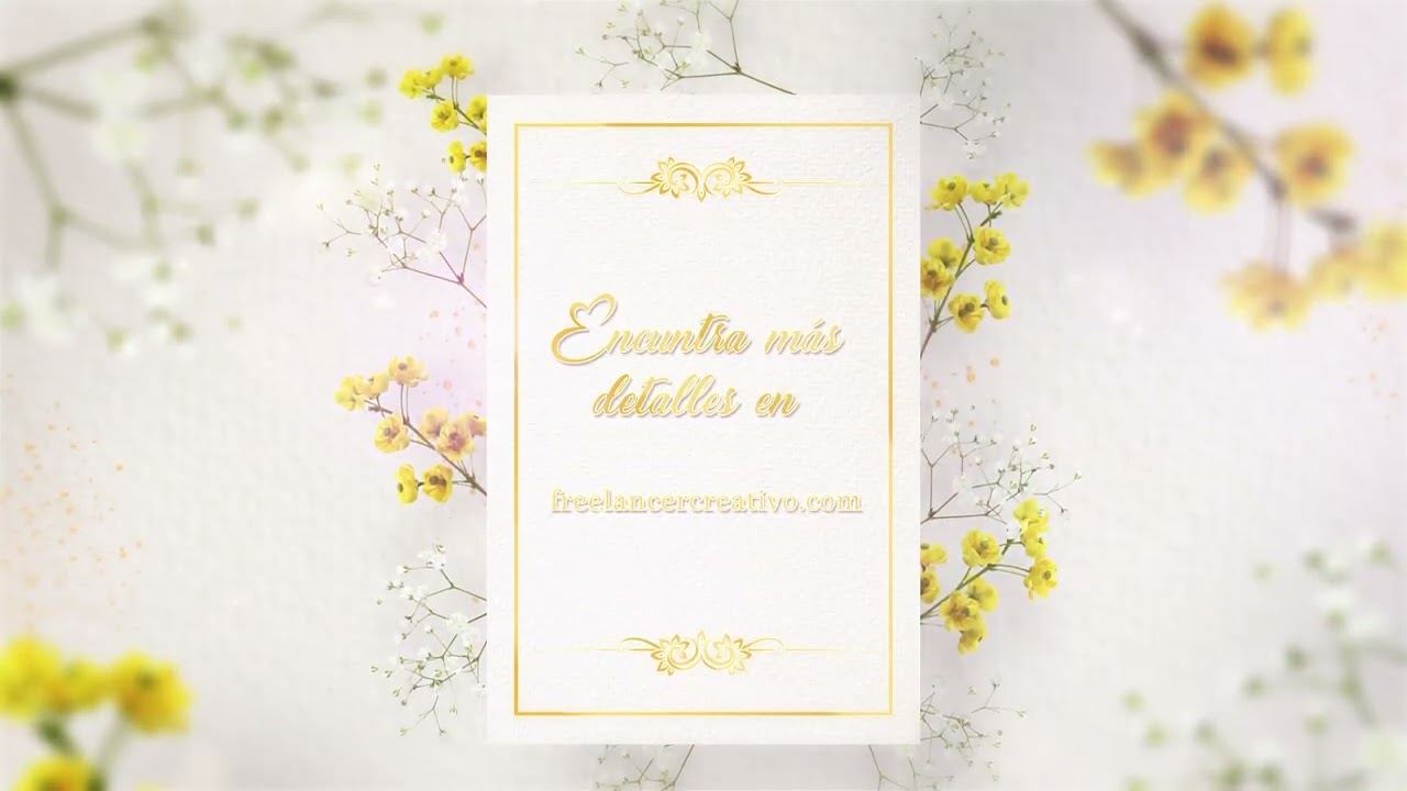 Video invitación para boda, brillante, con flores amarillas.