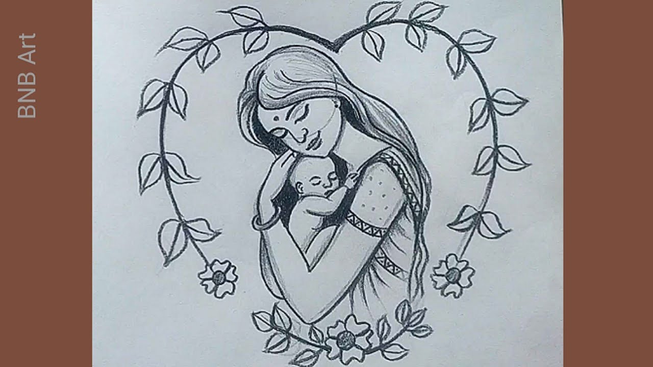How to Draw Mother and Child / Mother's Day Drawing / Easy Pencil Drawing Tutorial ..
