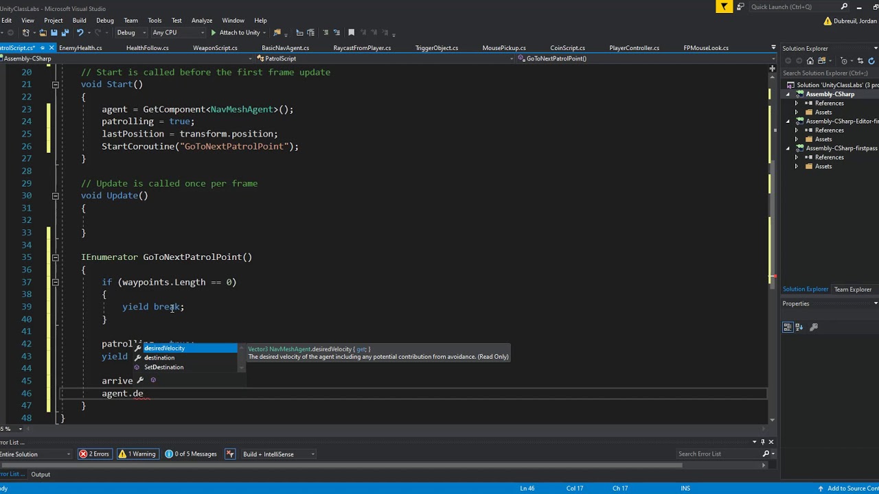 21 Patrol Code using Navigation Mesh