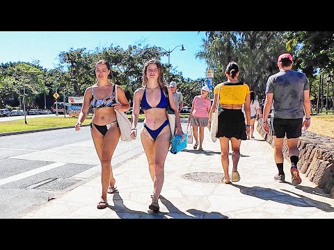 WALKING TOUR 3 Hours! π On the Sidewalks and Beaches of Waikiki π HAWAII PEOPLE βοΈ #hawaii #aloha