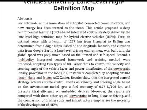 Deep Reinforcement Learning Based Integrated Control of Hybrid Electric Vehicles Driven by Lane Leve
