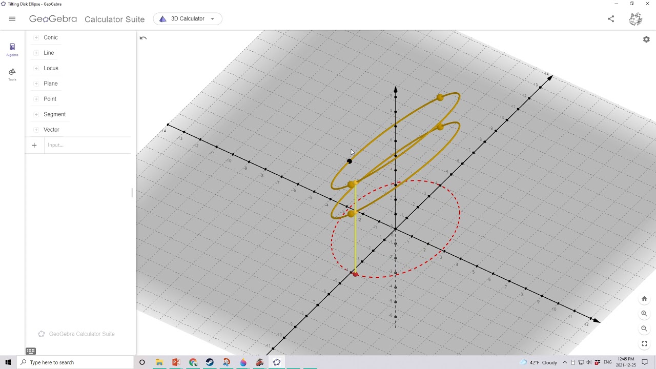 GeoGebra | Ellipse from Projecting Tilted Ring