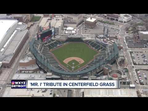 Tigers pay tribute to Mike Ilitch with 'Mr. I' mowed into outfield grass