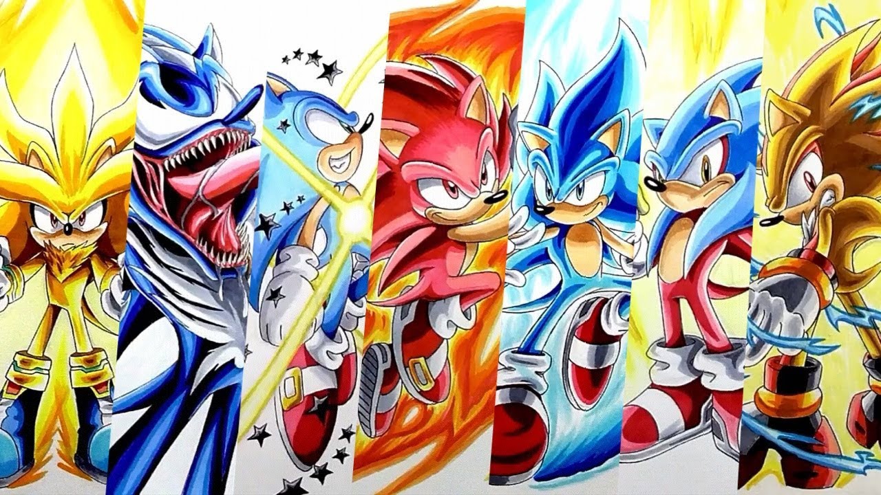Drawing Sonic Super Forms And Transformations - Compilation 3