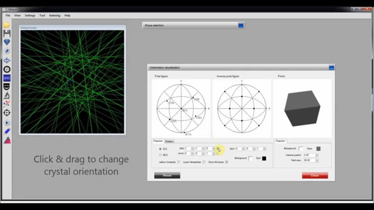 Simulation of TEM diffraction patterns using KikSpot