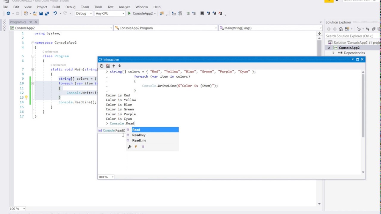 Executing code snippet in Interactive window