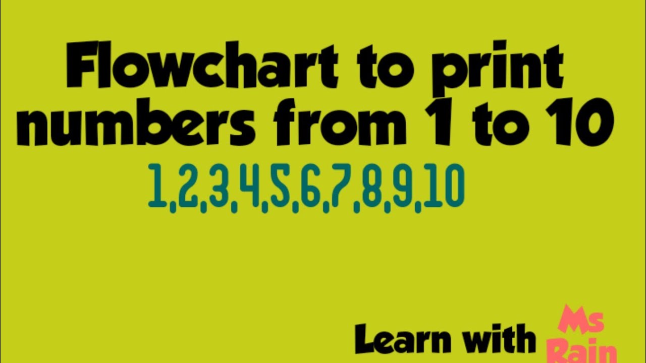 Flowchart to print numbers from 1 to 10 using Loop