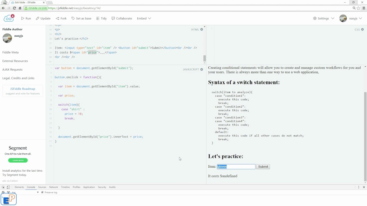 Easy JavaScript - The Switch Statement (21)