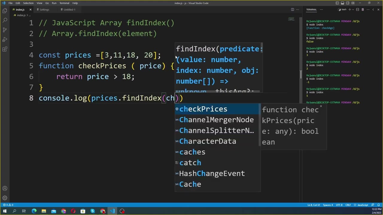 JavaScript array findIndex vs includes Method || Bangla tutorial for beginners