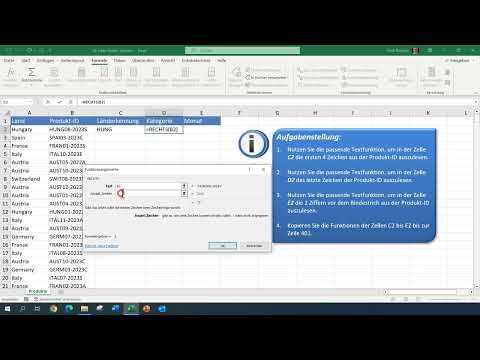 Excel - Textfunktonen: Links - Rechts - Teil