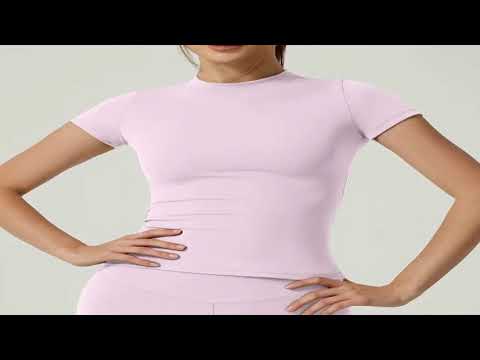 Seamless Gym Crop Top for Women Short Sleeve Yoga Top Running Sports T Shirts Fitness Workout Tee