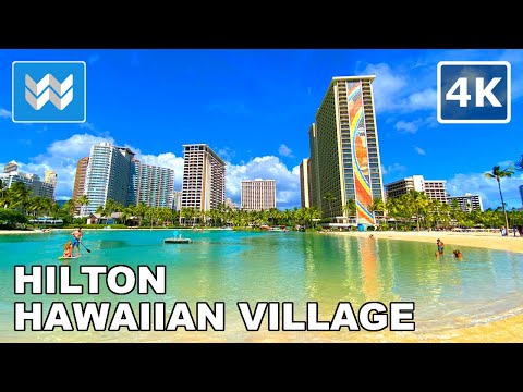 [4K] Hilton Hawaiian Village Waikiki Beach Resort in Honolulu, Hawaii - Hotel Walking Tour 🎧