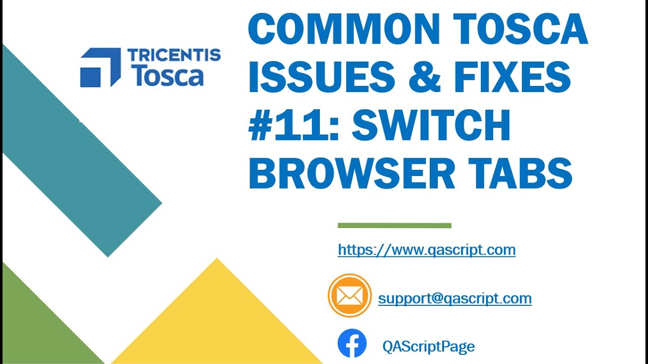 Tosca Tutorial | Lesson 147 - Common Problems & Fixes | Switch Browser Tabs | SendKeys |