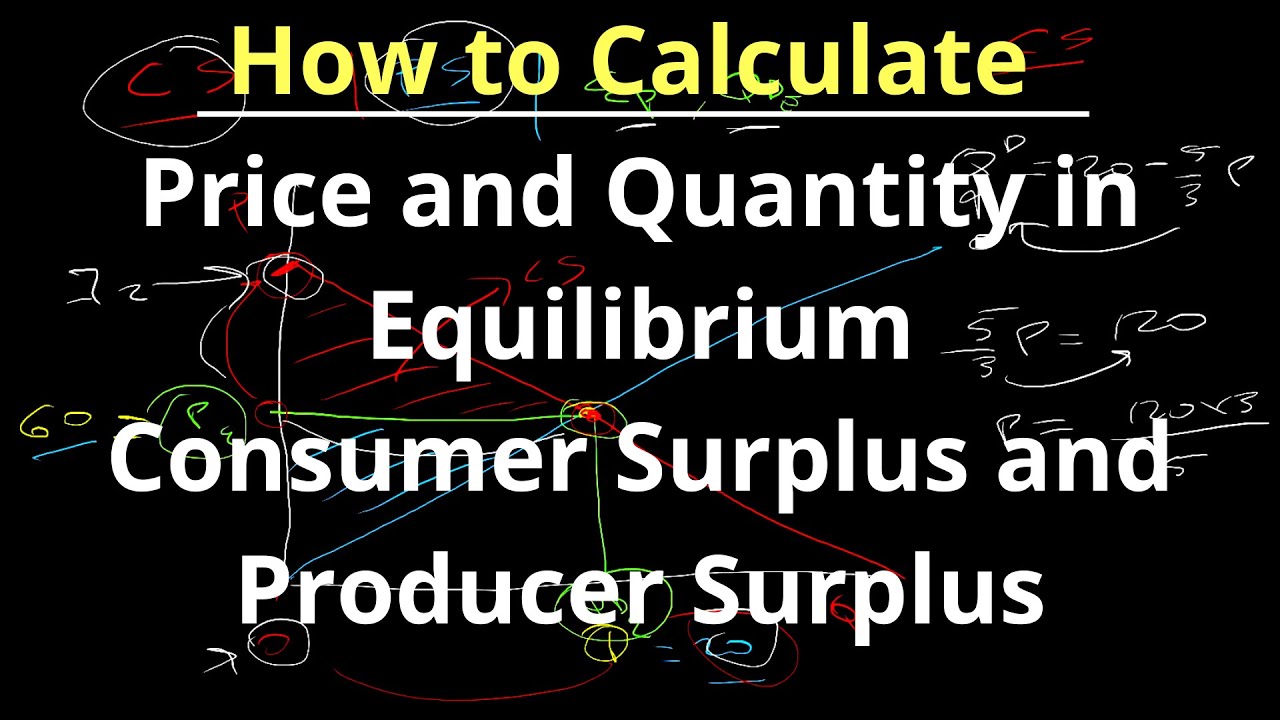 How to calculate Price in Equilibrium, Quantity in Equilibrium, Consumer and Producer Surplus