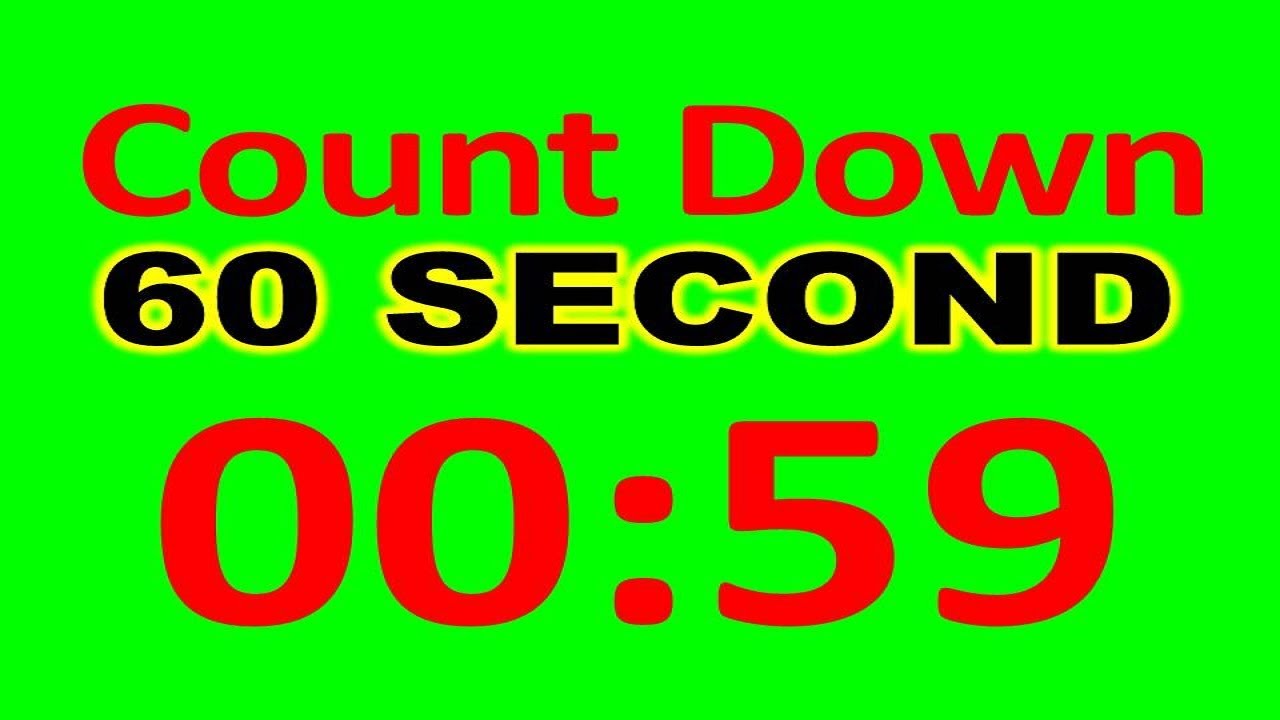 Time countdown green screen 1 minute | 60 second timer green screen