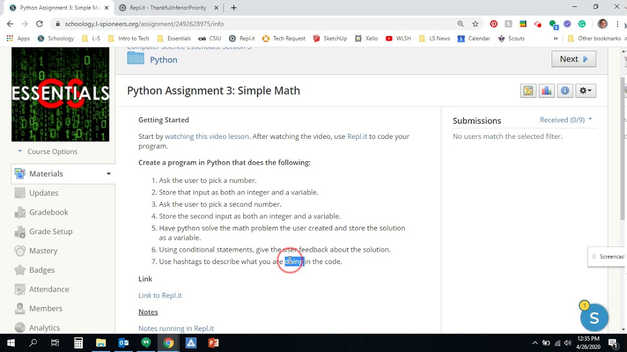 Python Assignment 3  Simple Math demo