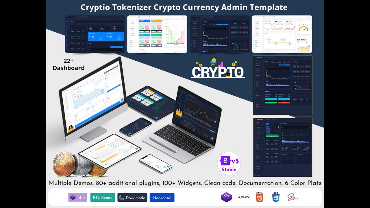 RTL Bitcoin CryptoCurrency Template with Tokenize Admin Dashboard