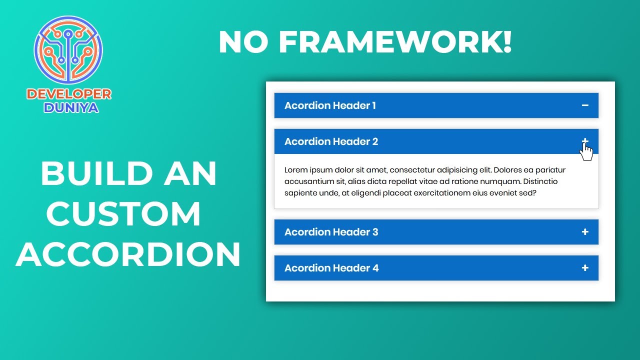 Custom Accordion Menu Using HTML  CSS and Javascript Only! | Accordion With HTML5 And CSS