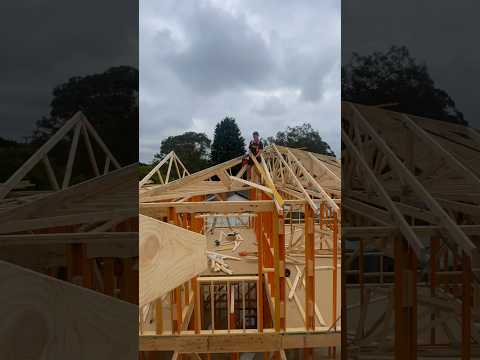 Installing trusses for a Hip and Valley roof in Australia #carpentry #framing