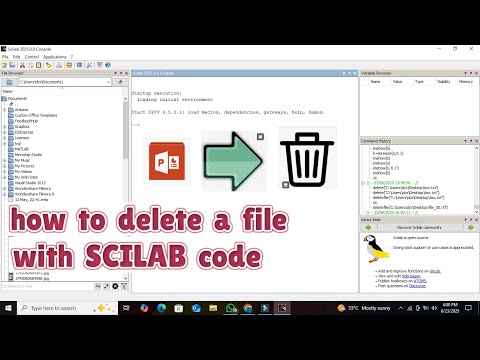 how to delete any file with the help of scilab code | Deleting a file with a scilab program