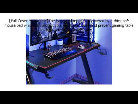 Special Discount on 60'' RGB Gaming Desk AuAg Z Shaped Gaming Table with Large Fully Cover Mou