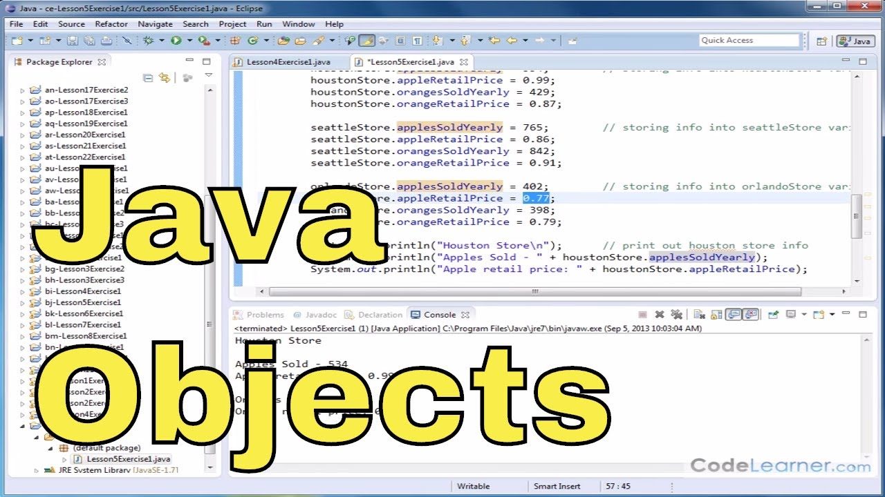 Learn Java - Exercise 05x - Working with Instance Variables and Objects