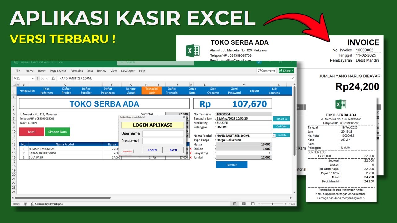 APLIKASI KASIR EXCEL Versi 3.0 – Update Lengkap, Cocok untuk Berbagai Jenis Penjualan!